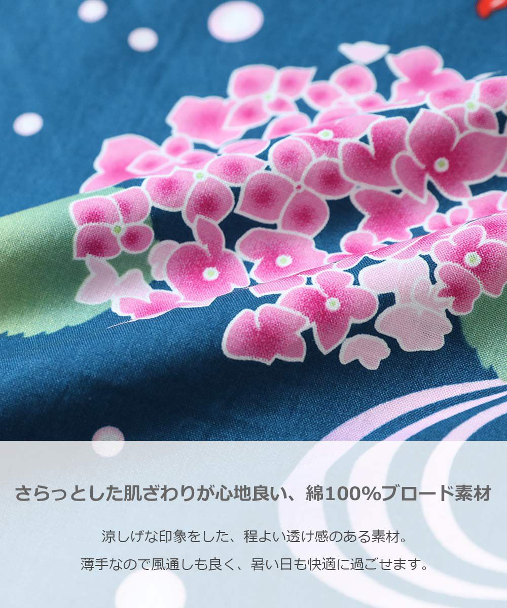 日本 devirock - 上下穿搭式浴衣華麗4件組-粉彩繡球花-紫白｜媽咪愛