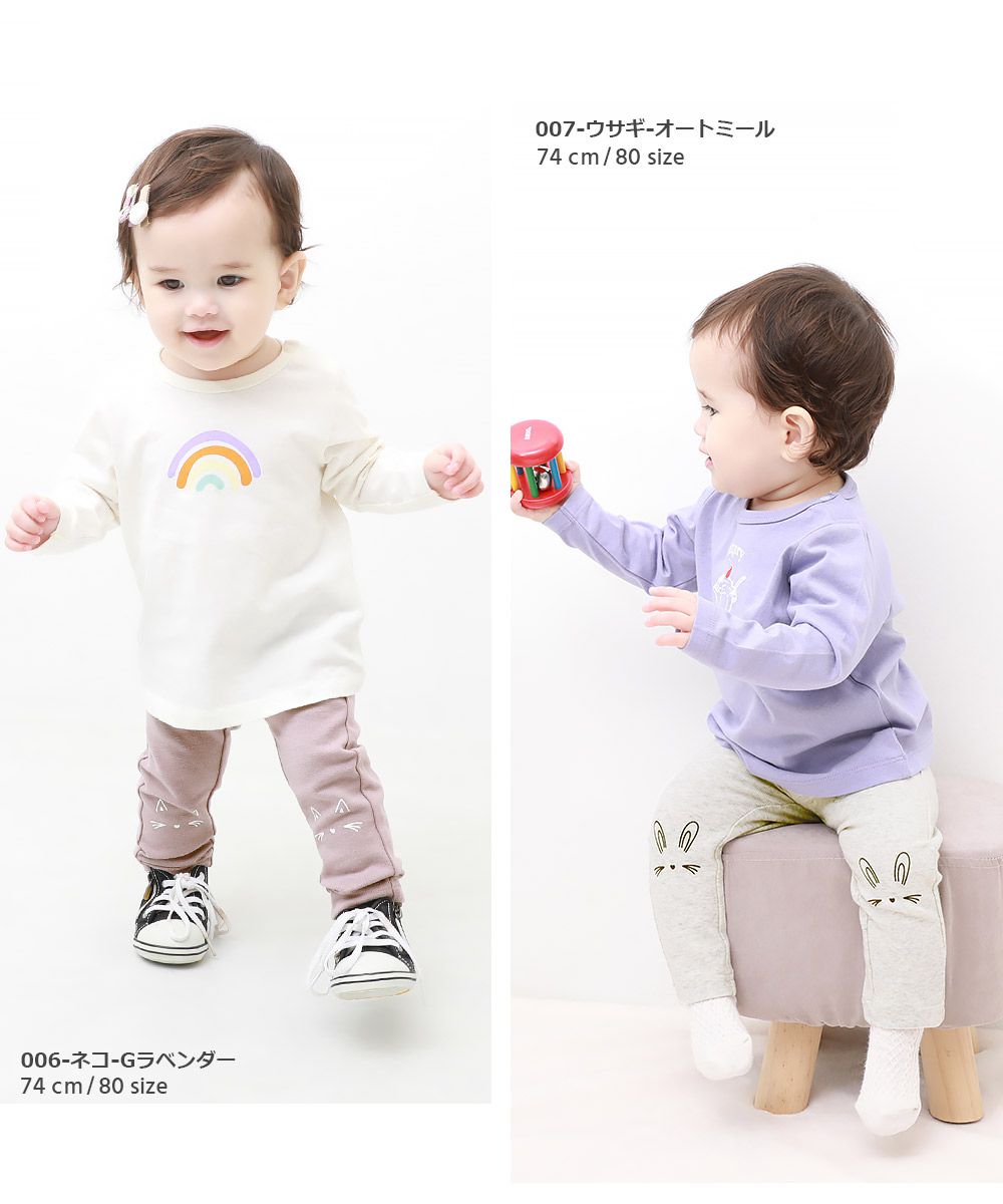 日本 devirock - 熱銷定番 超彈力休閒長褲-貓咪-粉紫｜媽咪愛