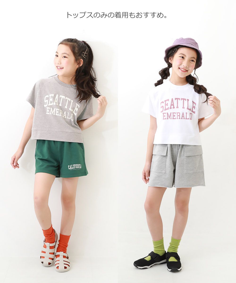 日本 devirock - 大學T風格純棉圓領短袖套裝-粉紫｜媽咪愛