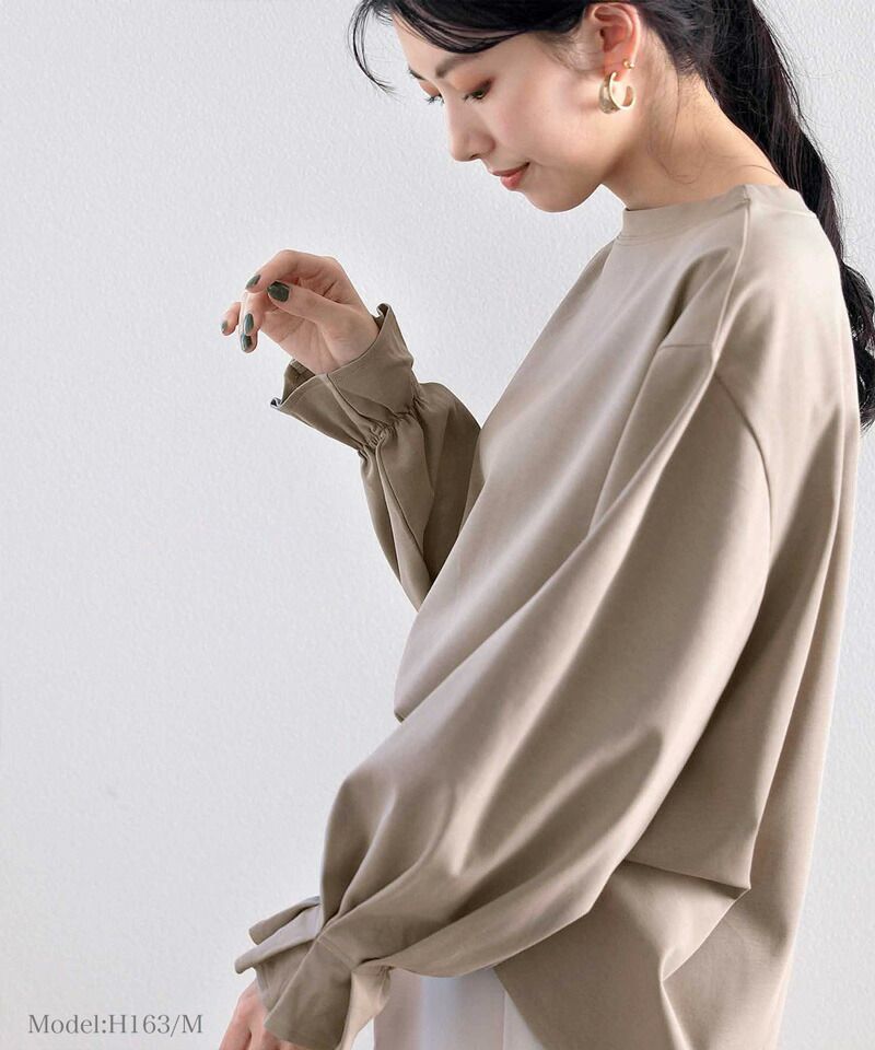 日本 Classical Elf - 100%棉 船領顯瘦糖果袖上衣-薰衣草｜媽咪愛