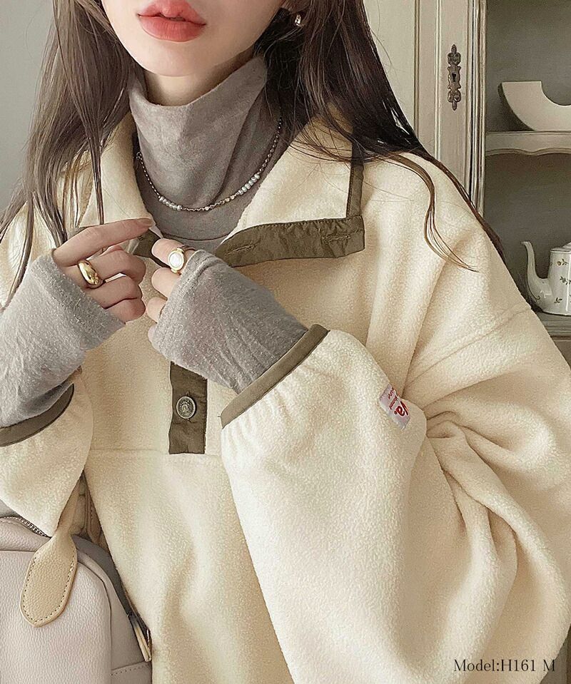 日本 Classical Elf - POLO翻領設計休閒長袖上衣-灰x紫｜媽咪愛