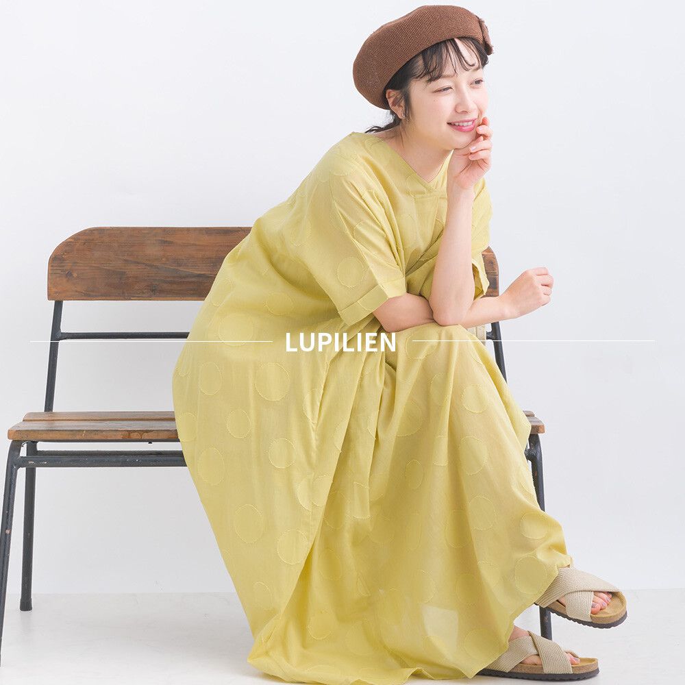 日本 Lupilien - 100%印度棉 圓點緹花休閒洋裝-白｜媽咪愛