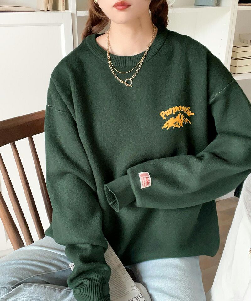 日本 Classical Elf - Java聯名 2WAY美式復古印花針織毛衣-卡其｜媽咪愛