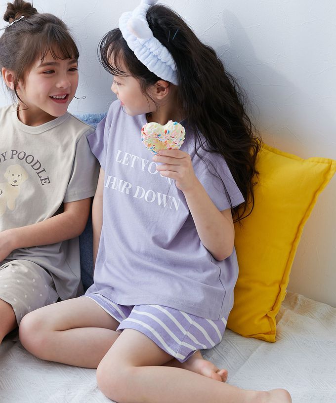 日本 devirock - 100%棉 短袖家居服/睡衣套裝-愛心CUTE-粉紅｜媽咪愛