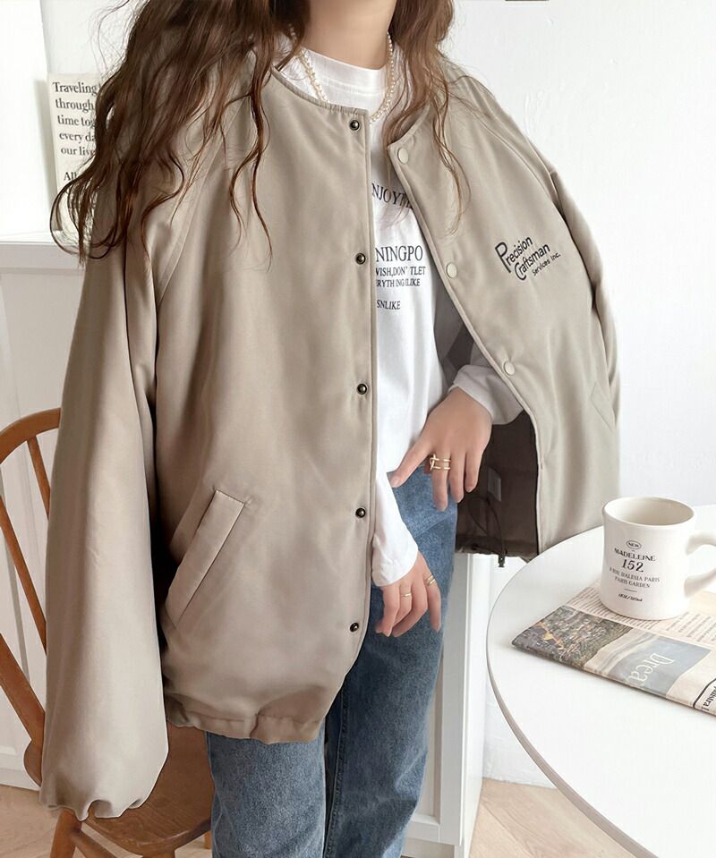 日本 Classical Elf - Java聯名 LOGO刺繡防風鋪棉休閒外套-米杏｜媽咪愛