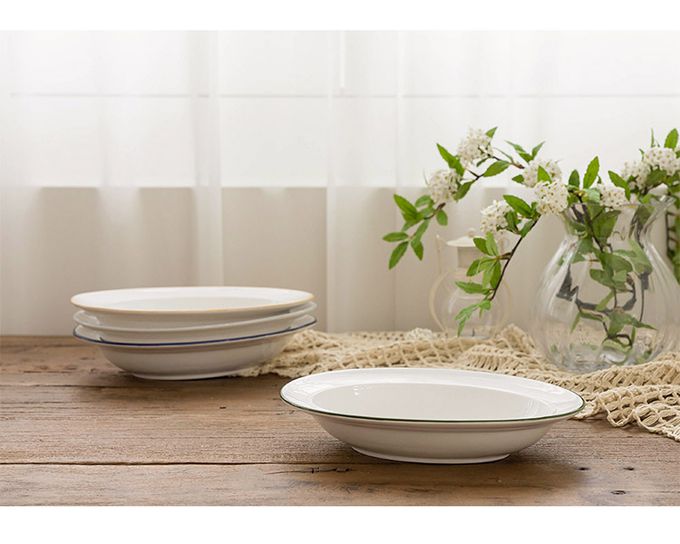 韓國 SSUEIM - RETRO系列極簡ins陶瓷橢圓深盤25cm (深藍)｜媽咪愛