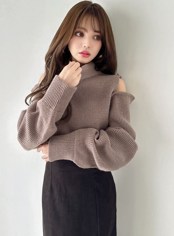 日本 GRL - 2WAY開袖立領針織上衣-煙燻粉 (F)｜媽咪愛