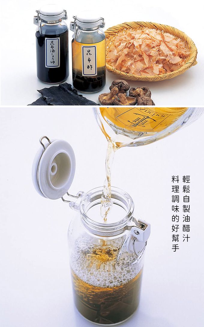 日本星硝SEISHO - 日本製 透明玻璃扣式保存瓶/調味料罐300ML-2入組｜媽咪愛