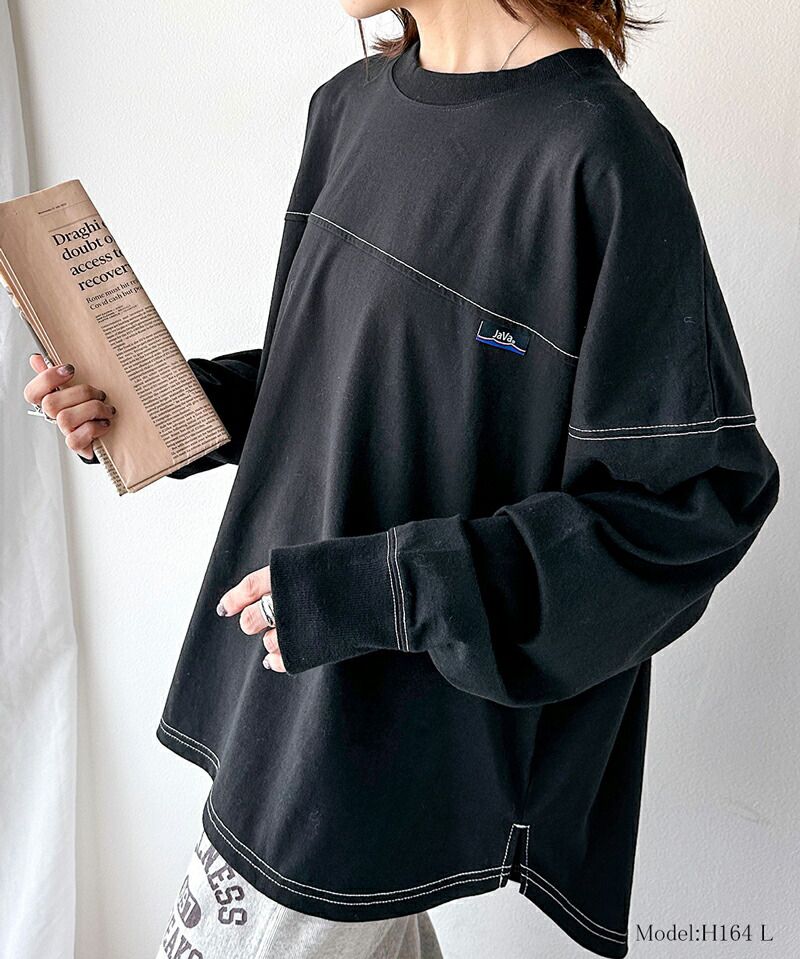 日本 Classical Elf - Java聯名 休閒舒適百搭落肩長T-白｜媽咪愛