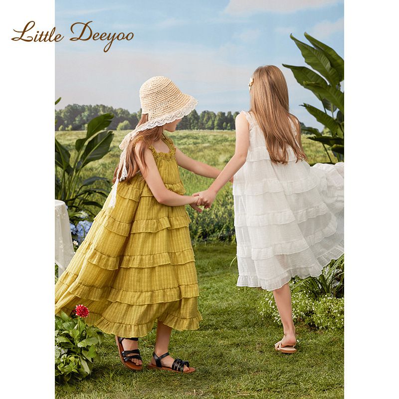 Little Deeyoo - 木耳邊無袖蛋糕連身洋裝-白色｜媽咪愛