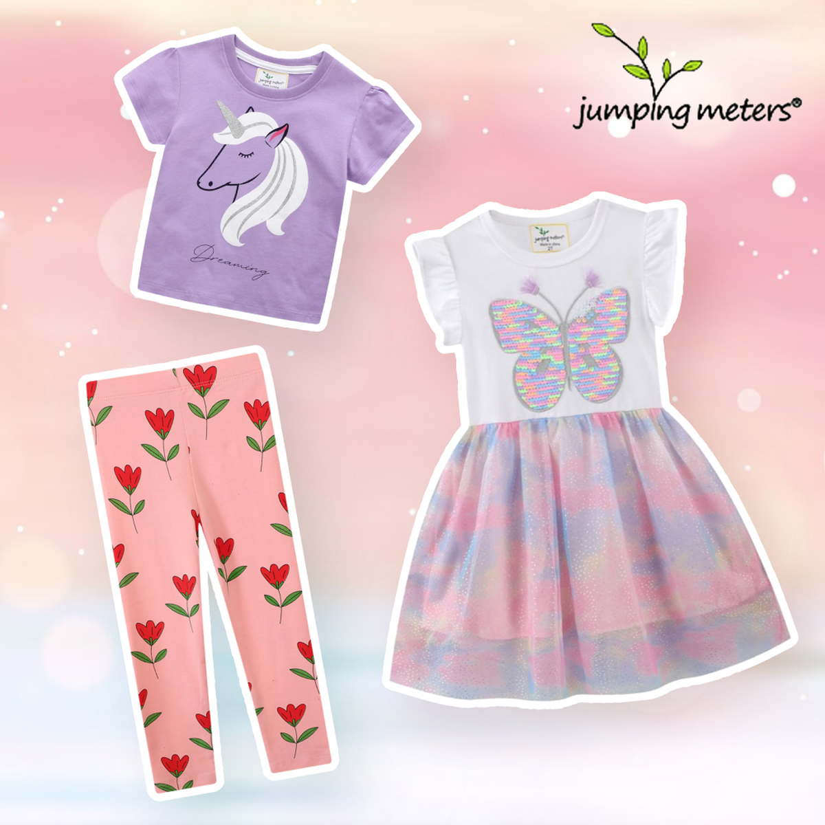 【Jumping meters】歐美風女寶上衣、下著 夢幻漸層網紗洋裝 | 限時團購 | 媽咪愛