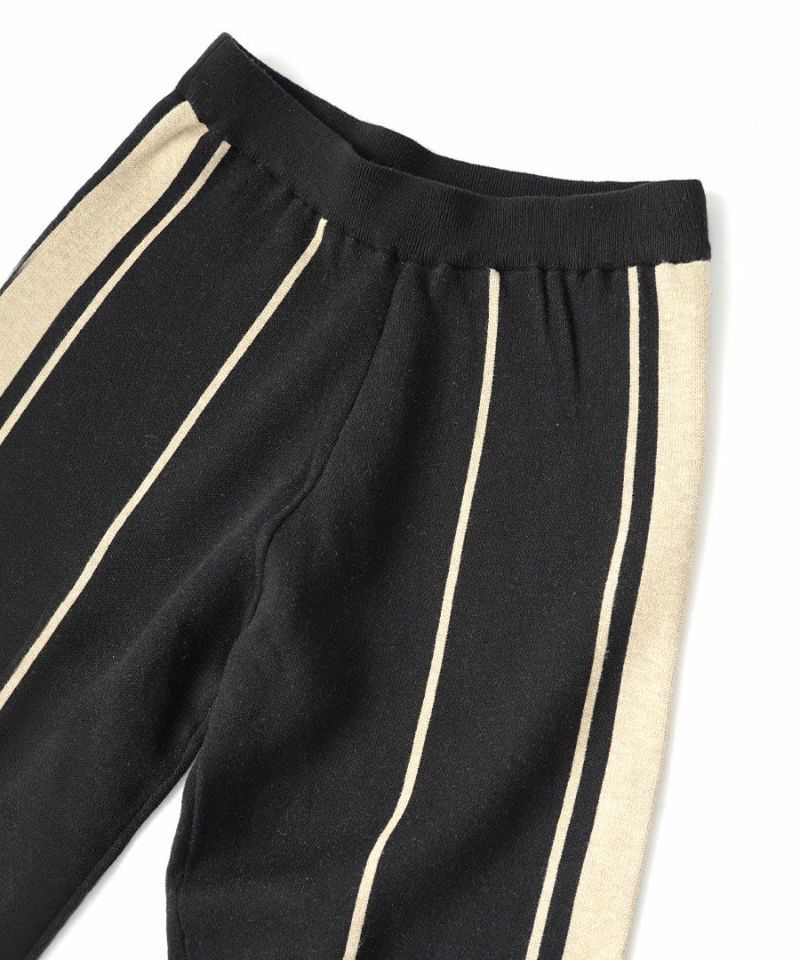 日本 zootie - 全面魅力線條針織喇叭褲-黑-M｜媽咪愛