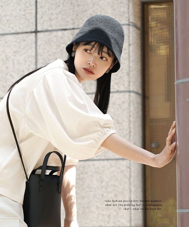 日本 zootie - 100%棉圓領簡約泡泡五分袖上衣-時尚黑｜媽咪愛