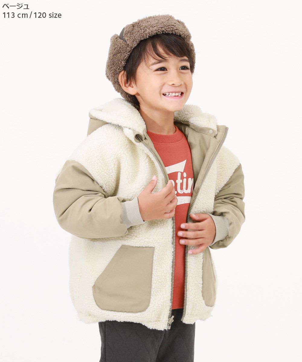 日本 devirock - 4WAY絨毛/桃皮連帽羽絨外套(可機洗)-軍綠x白｜媽咪愛