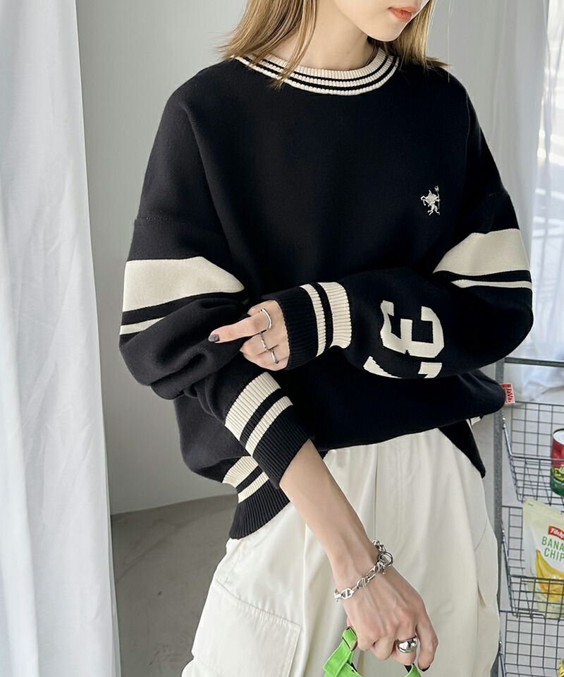 日本 Classical Elf - Java聯名 POLO刺繡寬鬆針織大學T-淺灰｜媽咪愛