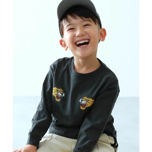 日本 devirock - 100%棉 定番印花長袖T恤-兩隻老虎-深灰｜使用者評論、評價、開箱文購買心得｜媽咪愛