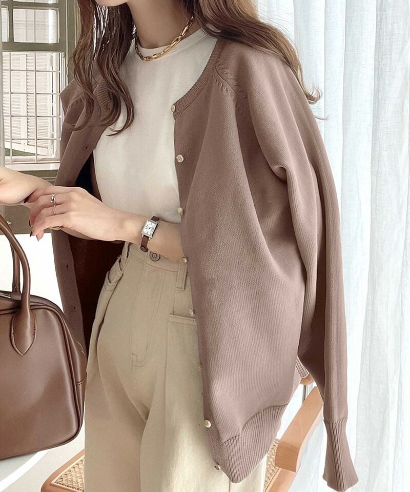 日本 Classical Elf - [必收款] 2WAY輕量百搭薄針織外套-奶茶棕｜媽咪愛