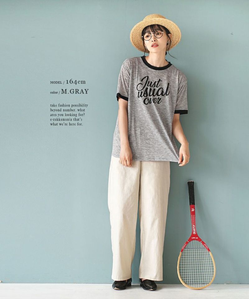 日本 zootie - 透感撞色滾邊印花短T-淺灰｜媽咪愛