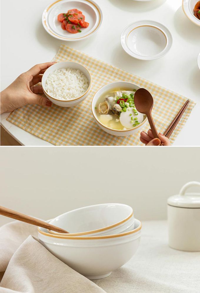 韓國 SSUEIM - RETRO系列極簡ins陶瓷碗盤6件組 (橘色)｜媽咪愛