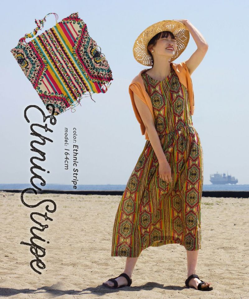 日本 zootie - 100%印度棉印花無袖洋裝-玫瑰花園-黑底｜媽咪愛