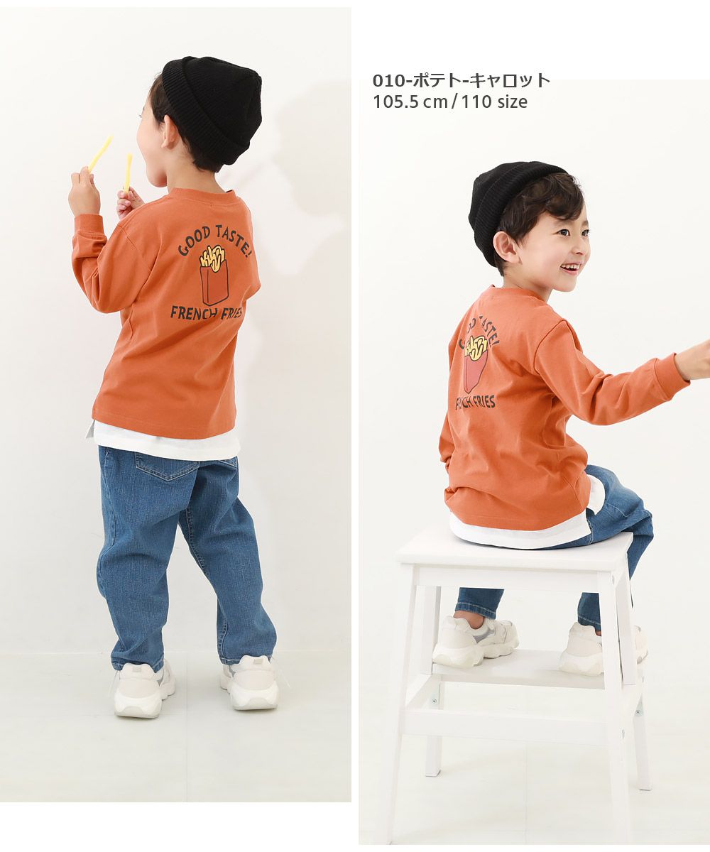 日本 devirock - 定番百搭印花長袖上衣-方塊英文-淺灰｜媽咪愛