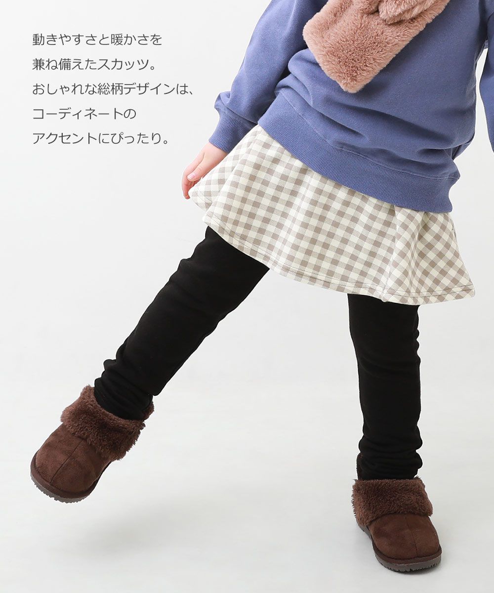 日本 devirock - RICHWARM系列 彈性內搭褲裙-豹紋-灰杏｜媽咪愛