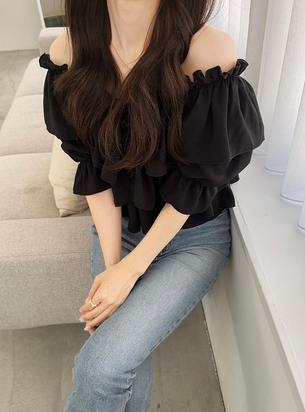 日本 GRL - 2WAY荷葉交叉短袖上衣-白 (F)｜媽咪愛