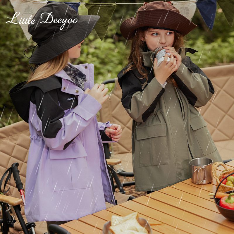 Little Deeyoo - 工裝風連帽防風防水衝鋒外套-軍綠色｜媽咪愛