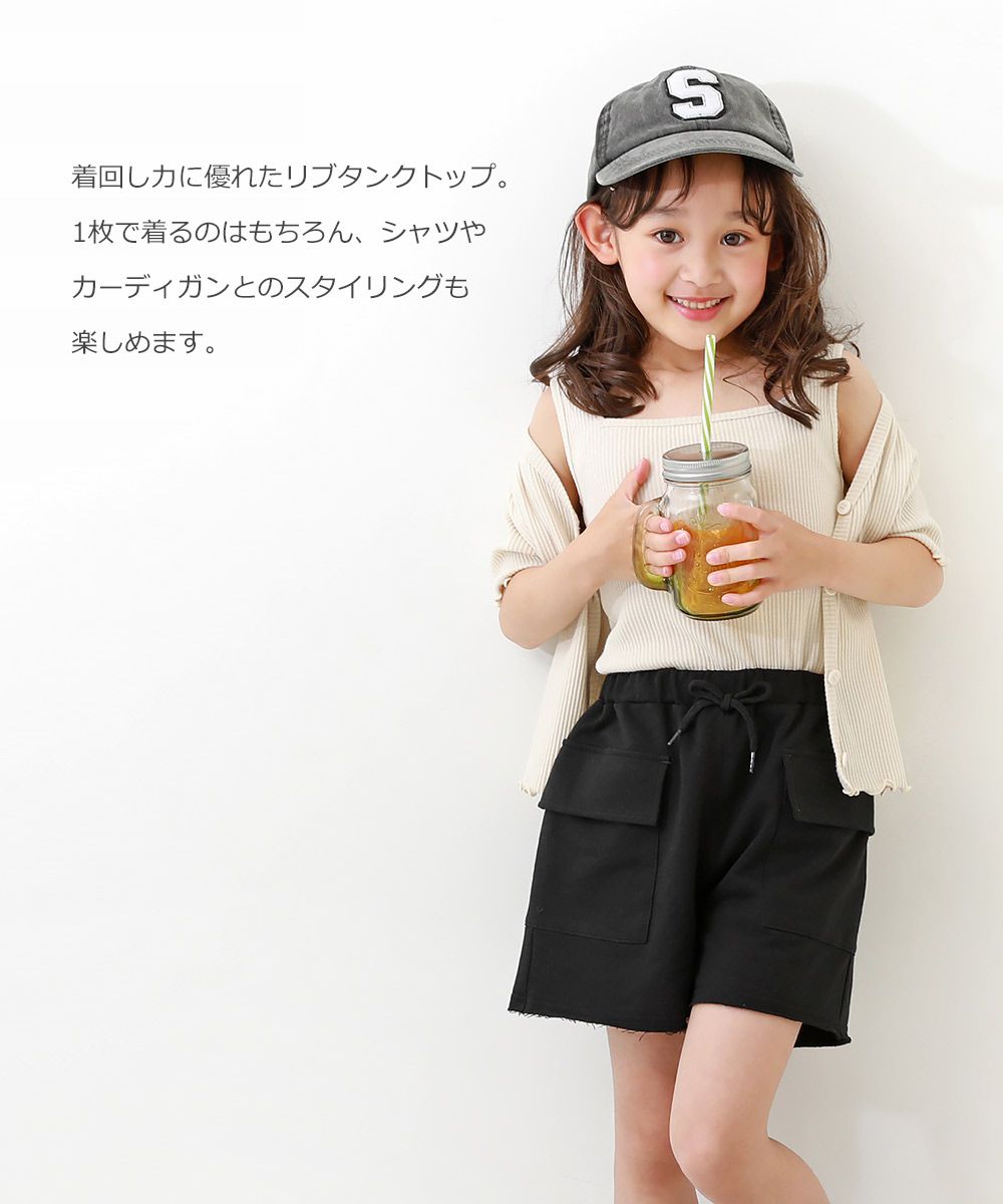 日本 devirock - 羅紋時尚方型領無袖背心-黑｜媽咪愛