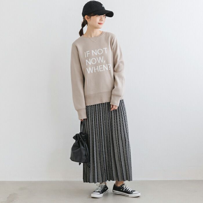 日本 ihuu - 百搭圓領印花針織上衣-灰杏｜媽咪愛