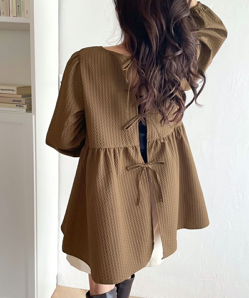 日本 Classical Elf - 2way前後穿露膚甜美綁帶上衣-黑｜媽咪愛