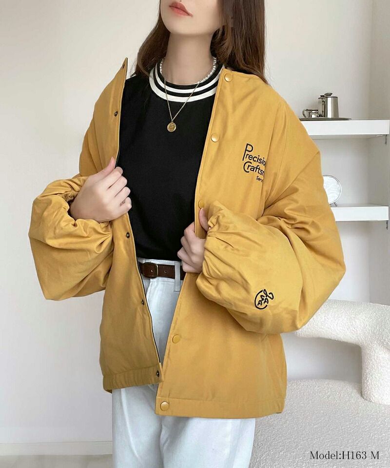 日本 Classical Elf - Java聯名 LOGO刺繡防風鋪棉休閒外套-米杏｜媽咪愛