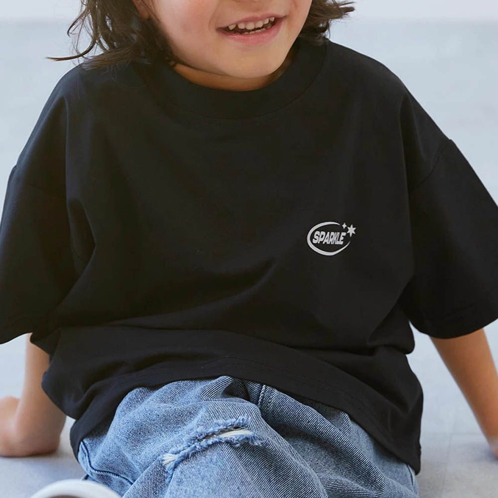 日本 devirock - 抗UV 不易皺速乾印花短袖上衣-胸前小logo-黑｜媽咪愛