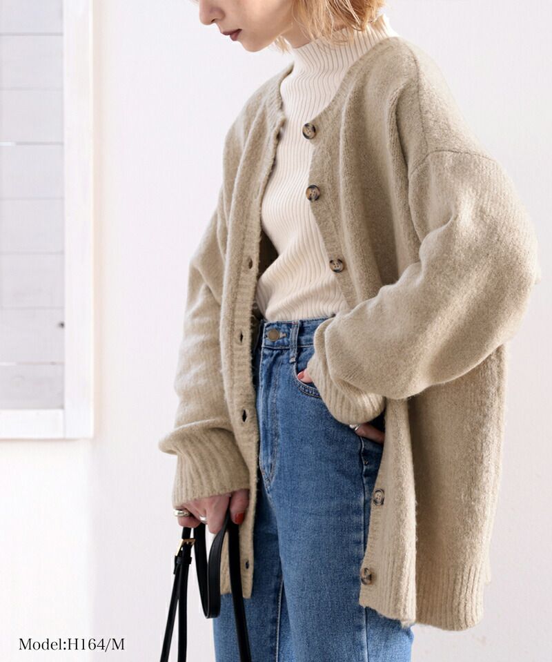 日本 Classical Elf - 2WAY百搭極柔落肩針織外套-中長版-淺灰杏｜媽咪愛