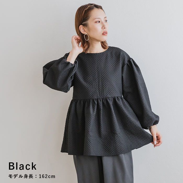 日本 ihuu - 甜美腰線壓紋後綁帶長袖上衣-寶石綠｜媽咪愛