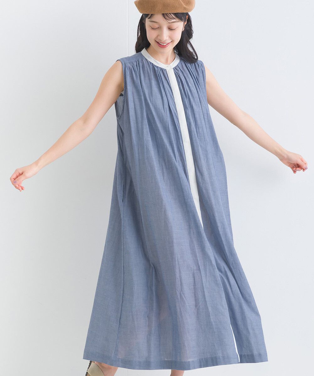 日本 Lupilien - 100%印度棉 輕盈飄逸背心裙-明亮藍｜媽咪愛