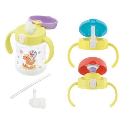 日本 Richell 利其爾 - DORAEMON三階段水杯禮盒-粉 (200ml)｜媽咪愛