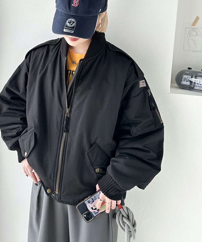 日本 Classical Elf - Java聯名 MA-1飛行中性風夾克-黑｜媽咪愛