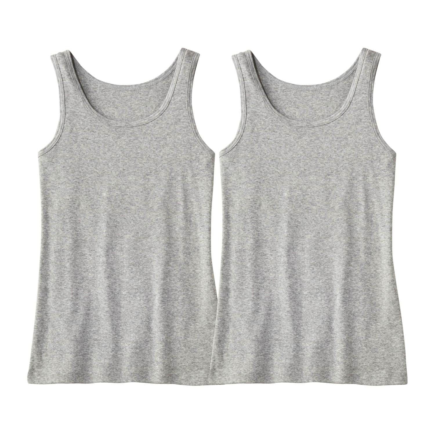 日本 Hummingchouchou - 100%棉 雙層布少女內搭/小可愛2件組-坦克背心款-米白｜媽咪愛