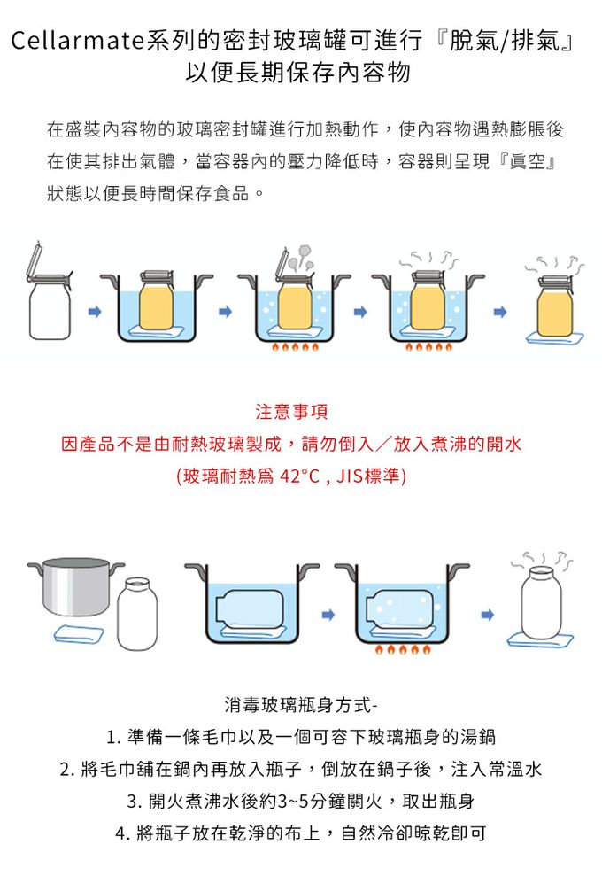 日本星硝SEISHO - 日本製 玻璃扣式密封罐0.5L-2入組｜媽咪愛