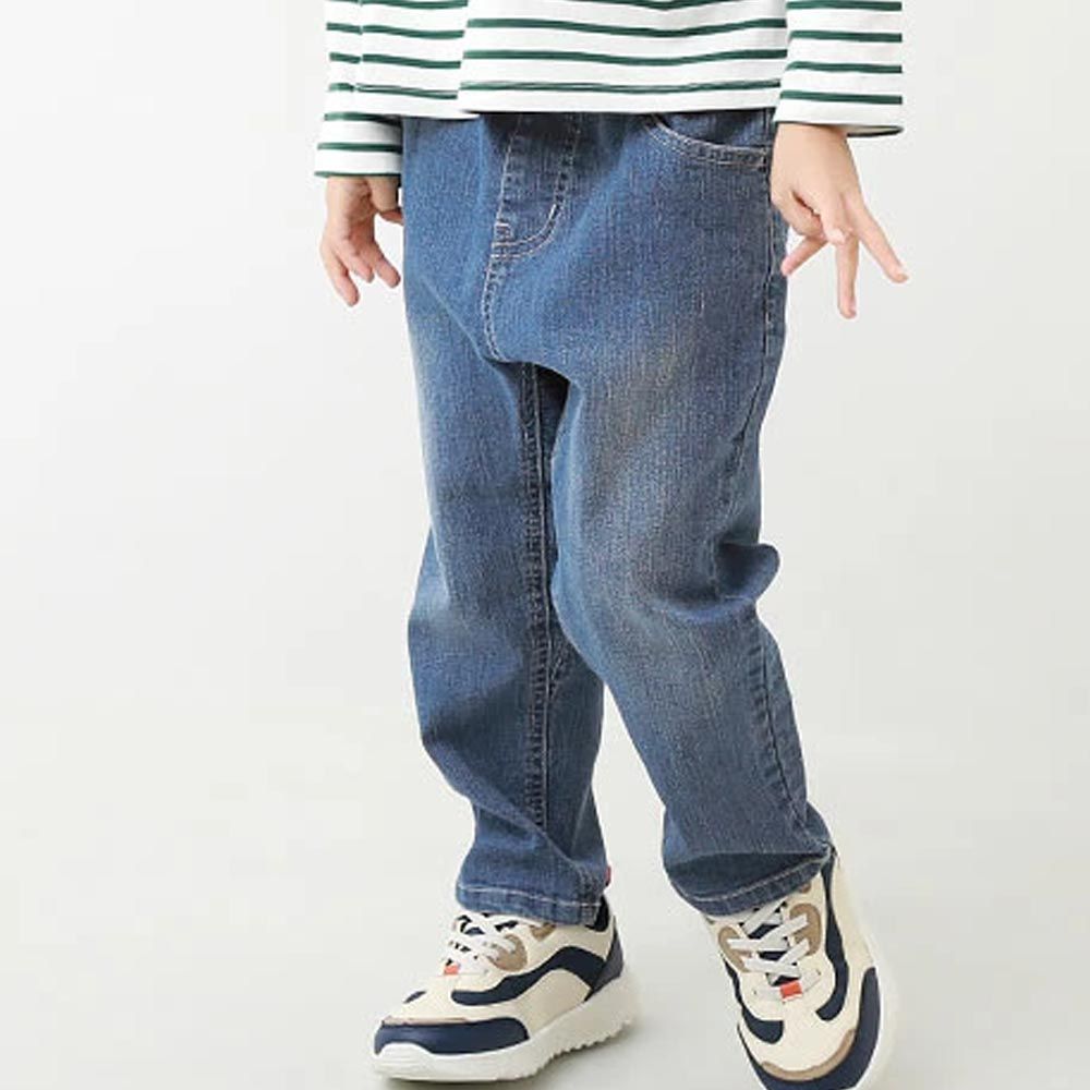 日本 devirock - RAKU DENIM 舒適丹寧褲-錐形-淺藍｜媽咪愛