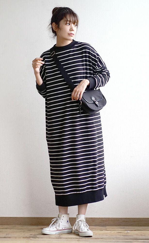 日本 zootie - konare裏毛 百搭圓領長袖洋裝-寶藍｜媽咪愛
