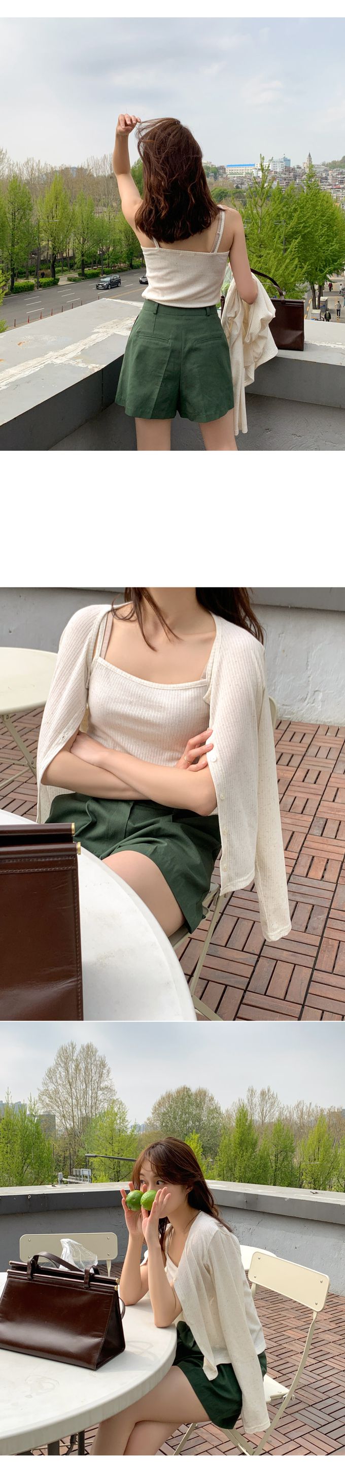 韓國 98doci - 簡約風格兩件式細肩帶背心/外套-咖啡｜媽咪愛