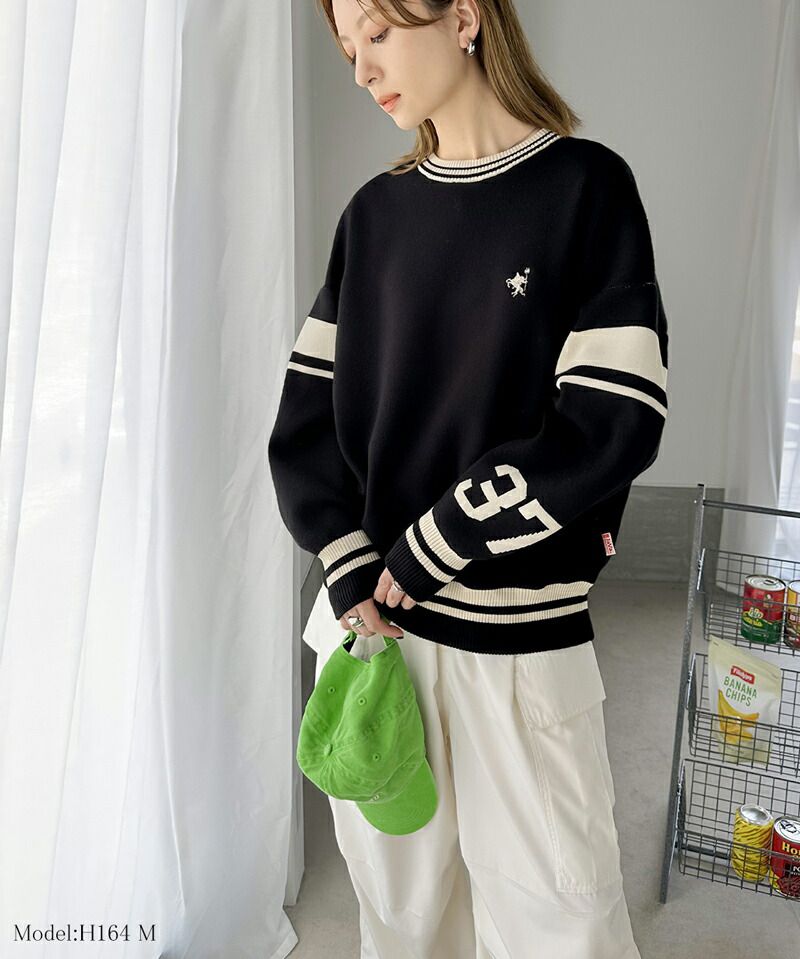 日本 Classical Elf - Java聯名 POLO刺繡寬鬆針織大學T-黑｜媽咪愛