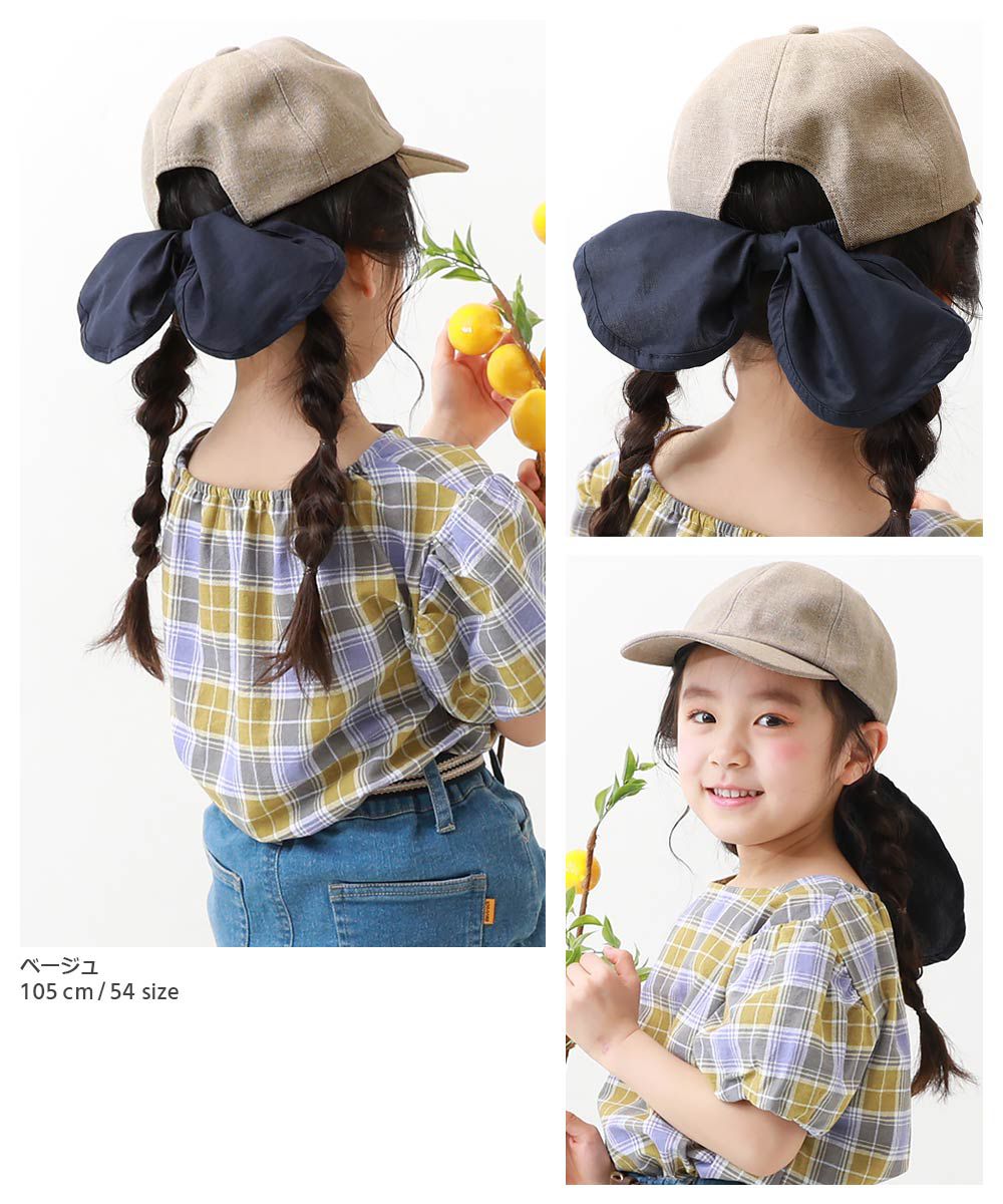 日本 devirock - 2WAY大蝴蝶結防曬鴨舌帽-碎花-紫x黑｜媽咪愛