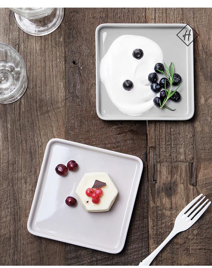 韓國 SSUEIM - LEED系列莫蘭迪陶瓷碗盤餐具14件組(粉+灰)｜媽咪愛