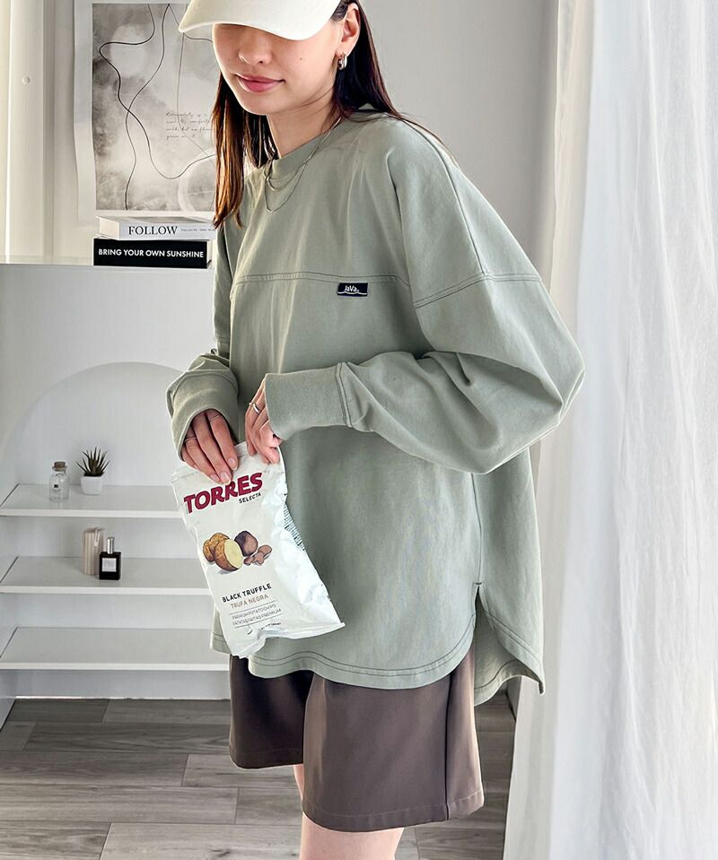 日本 Classical Elf - Java聯名 休閒舒適百搭落肩長T-白｜媽咪愛