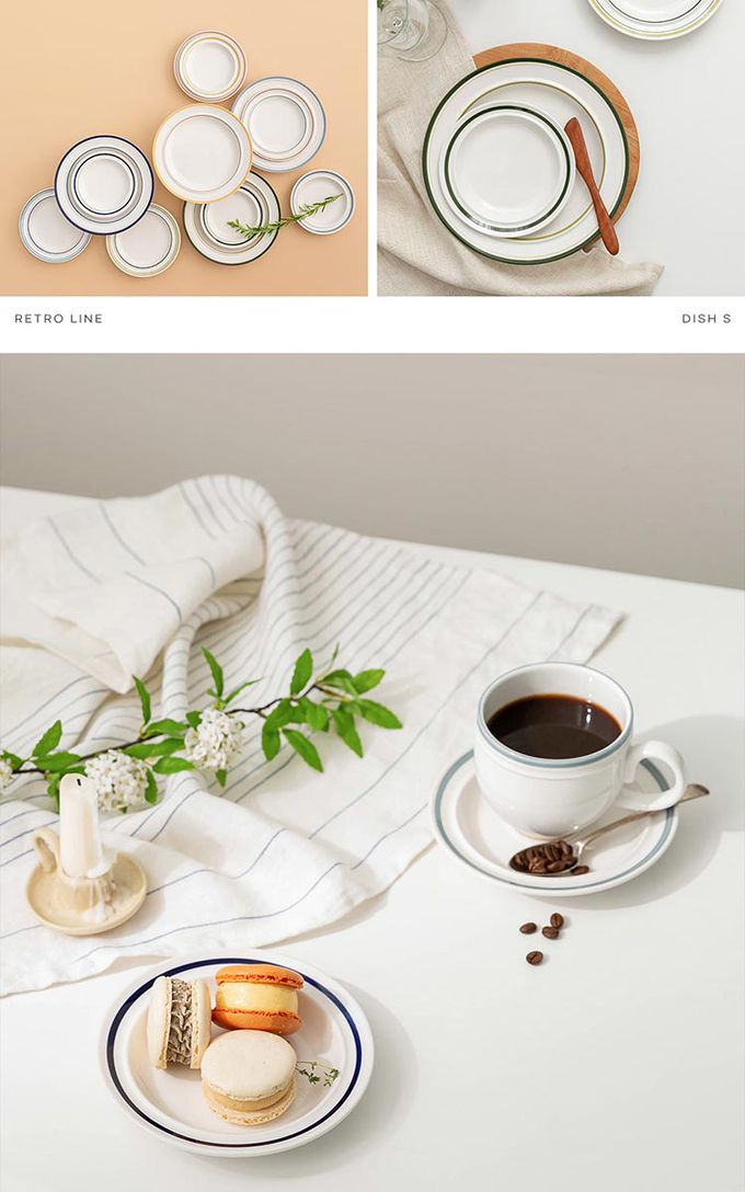 韓國 SSUEIM - RETRO系列極簡ins陶瓷淺盤2件組15cm (深藍)｜媽咪愛