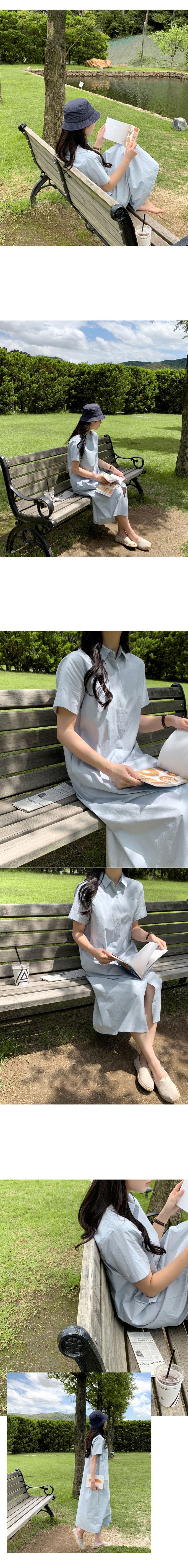 韓國 98doci - 連身A字襯衫洋裝(附綁帶)-米杏｜媽咪愛