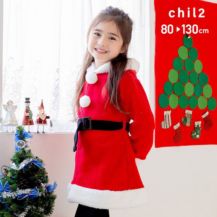 日本 Chil2 - 聖誕限定毛絨連帽洋裝｜媽咪愛